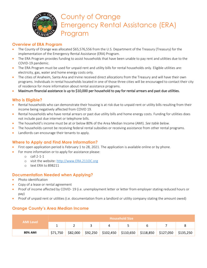 ERA Emergency Rental Assistance Flyer FAQs - 1-27-2021 - Chapman ...