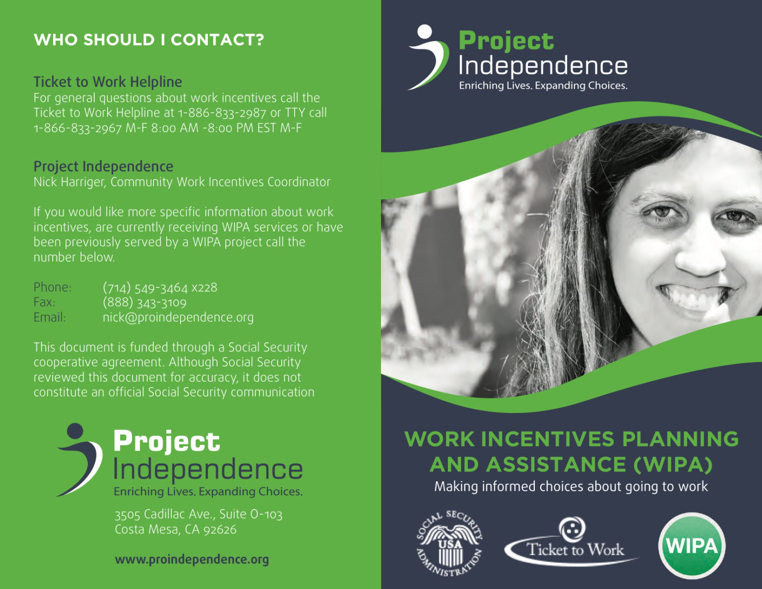 Project Independence - Work Incentives Planning and Assistance (WIPA ...