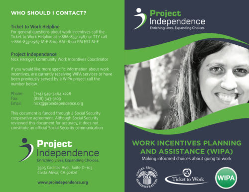 Project Independence - Work Incentives Planning and Assistance (WIPA ...