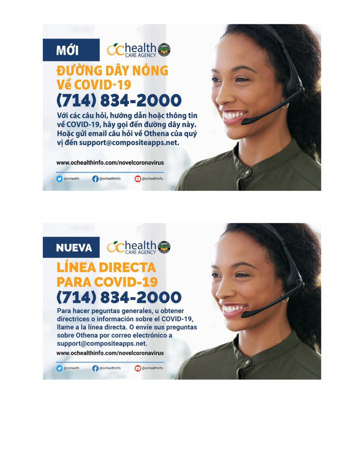 COVID-19 Hotline flyers (English, Spanish & Vietnamese) - Chapman ...