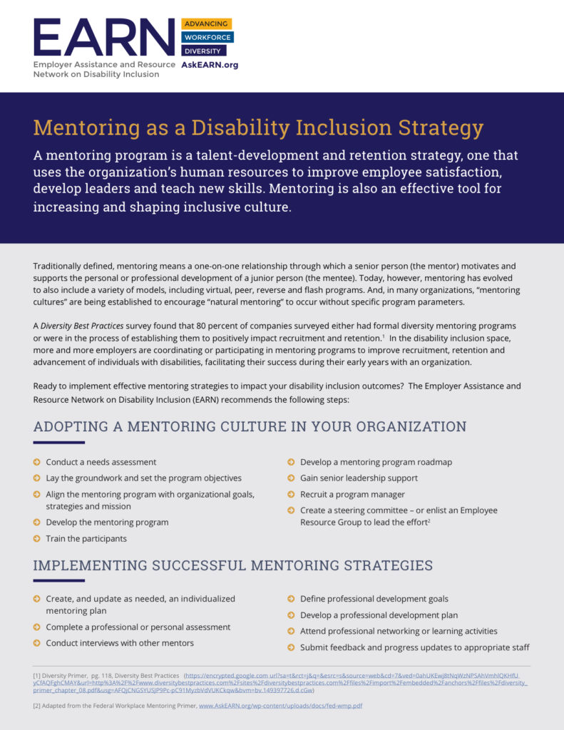EARN Factsheet: Mentoring as a Disability Inclusion Strategy - Chapman ...