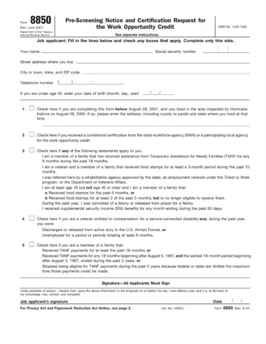 WOTC 8850 Form - Chapman University | Transition CA