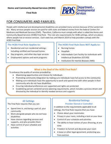 2017 – DDS HCBS Final Rule Informational Piece - Chapman University ...