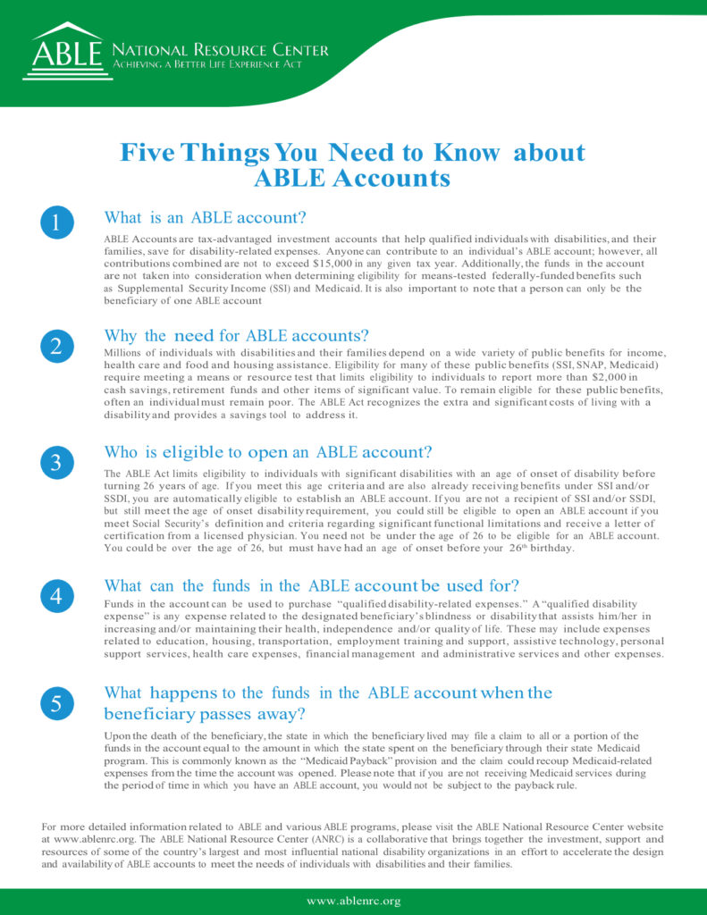 ANRC - 5 Things to Know about ABLE Accounts (English 2018) - Chapman ...