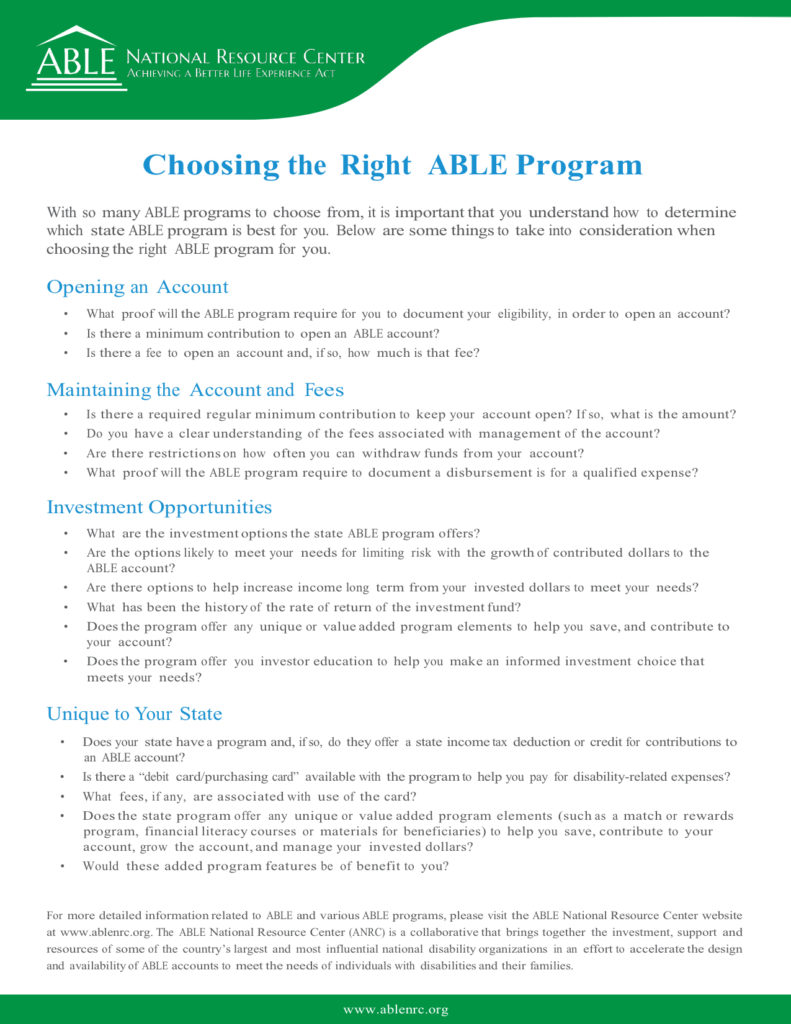 ANRC - Choosing the Right ABLE Program (2018) - Chapman University ...