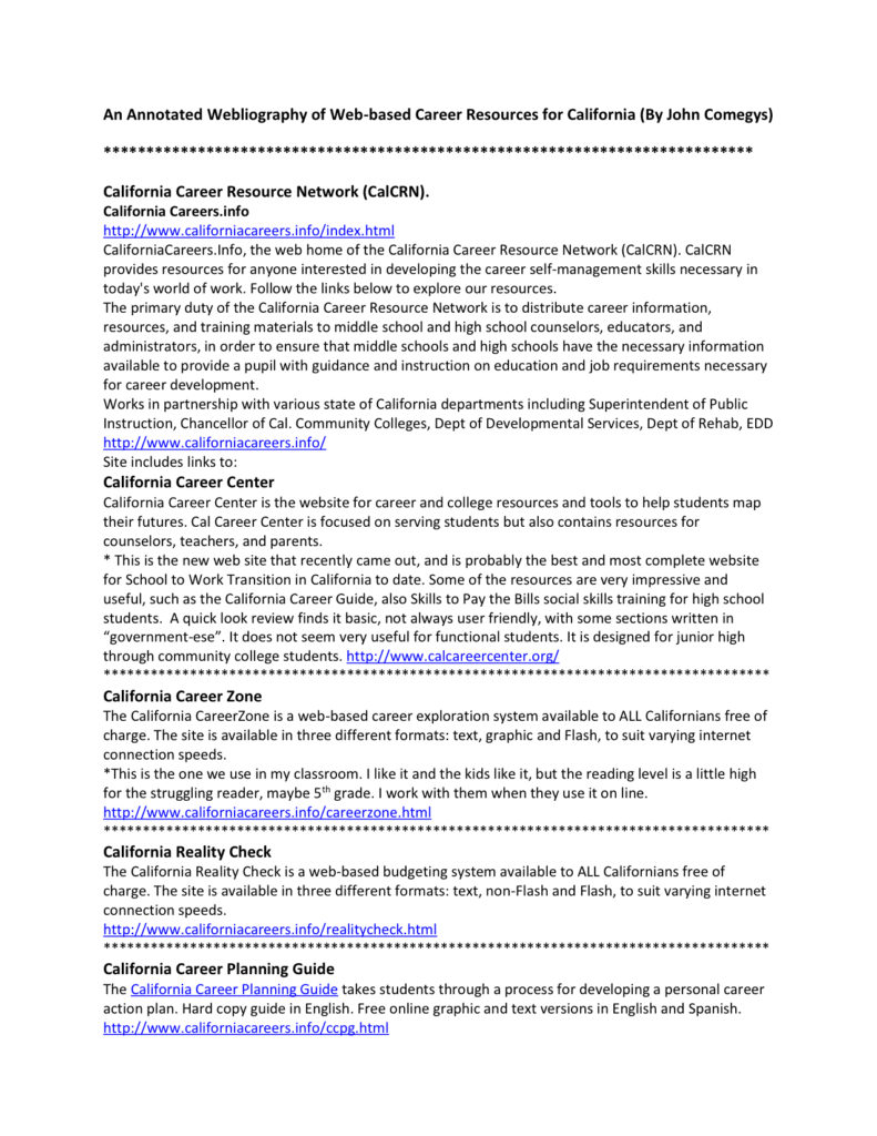 An Annotated Webliography of Web-Career Resources - Chapman University ...