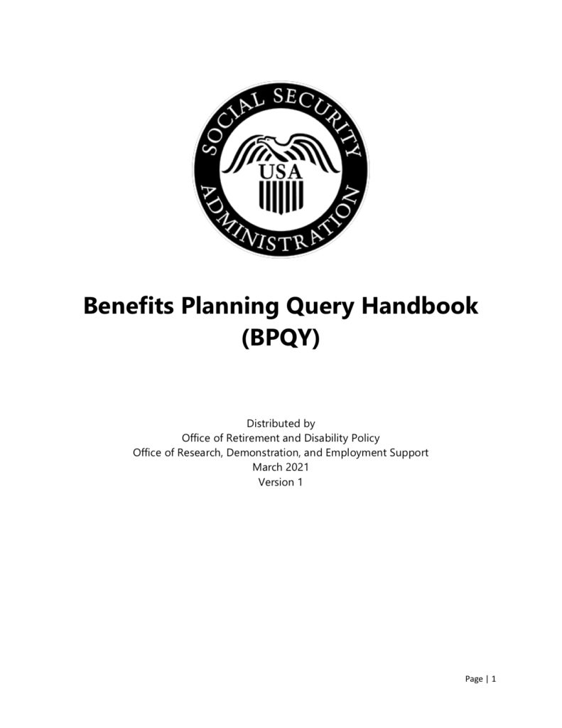 Benefits Planning Query Handbook (BPQY) Handbook - Chapman University ...