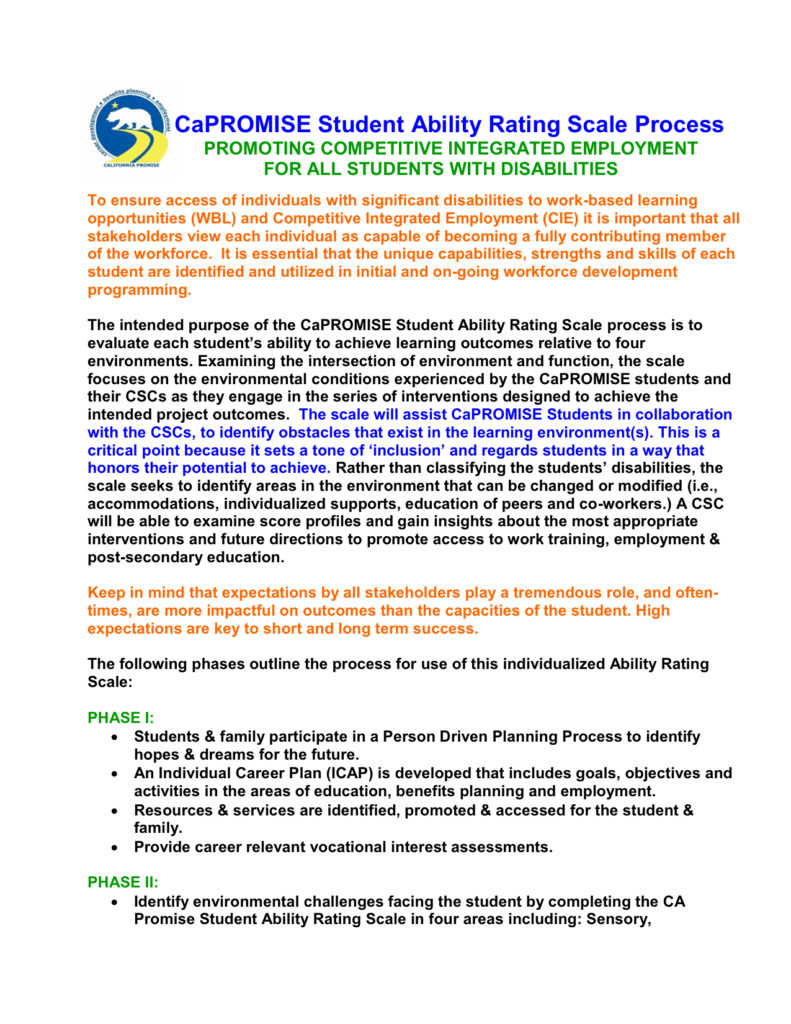 CaPROMISE Student Ability Rating Scale Process 5-15-17 - Chapman ...