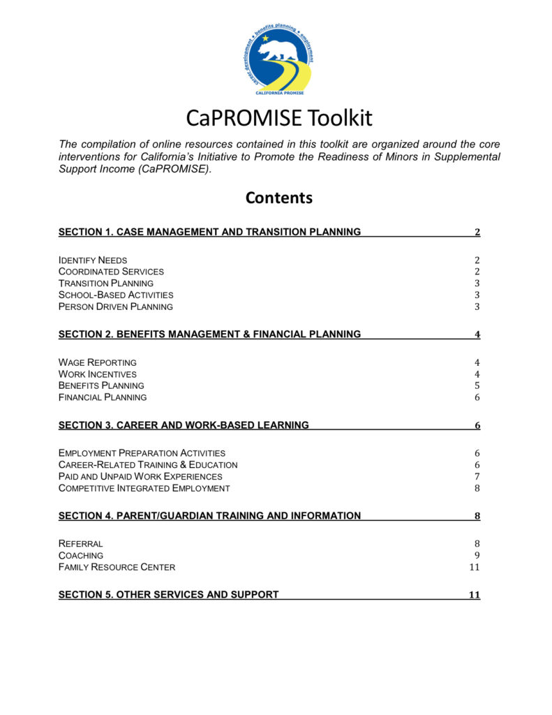 CaPROMISE Toolkit - interventions for California’s Initiative to ...