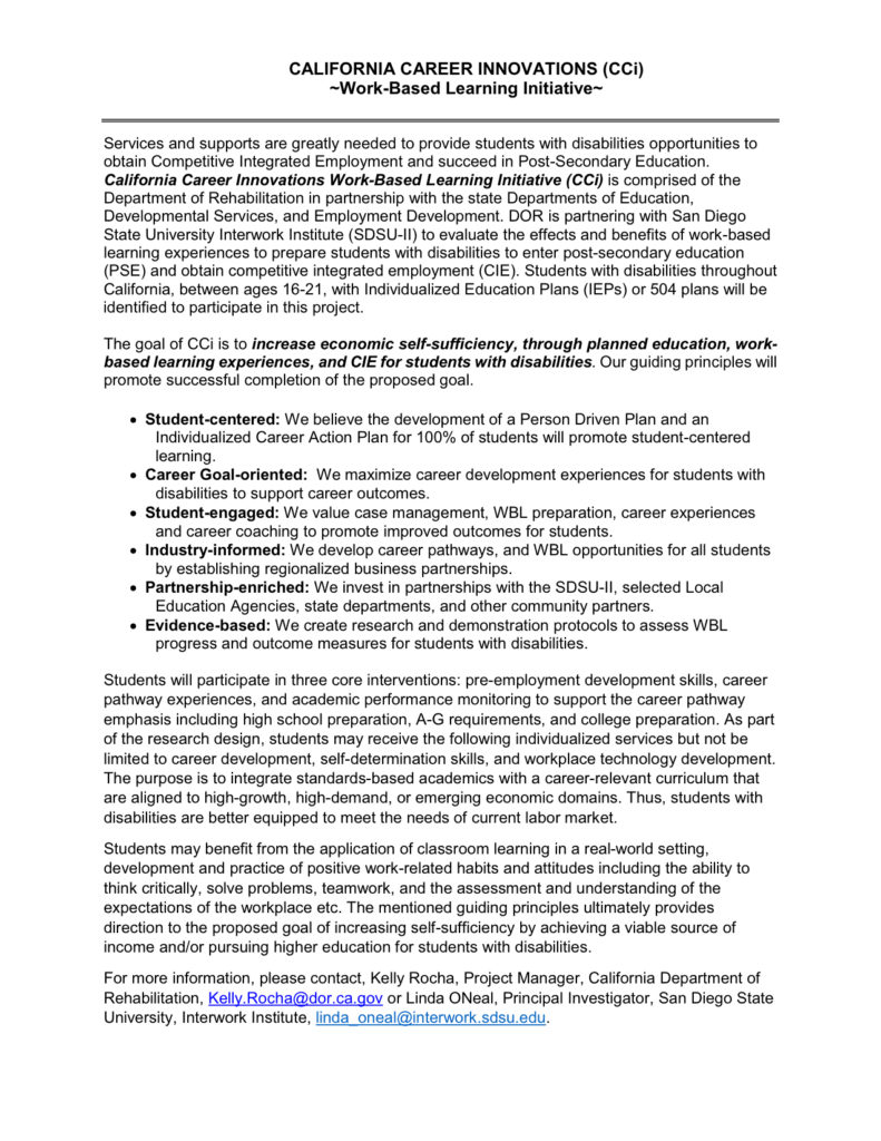 CCi Work-Based Learning Initiative Summary - Chapman University ...