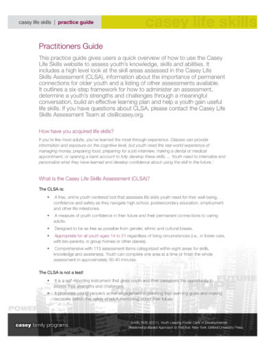 Casey Life Skills Practice Guide - Chapman University | Transition CA