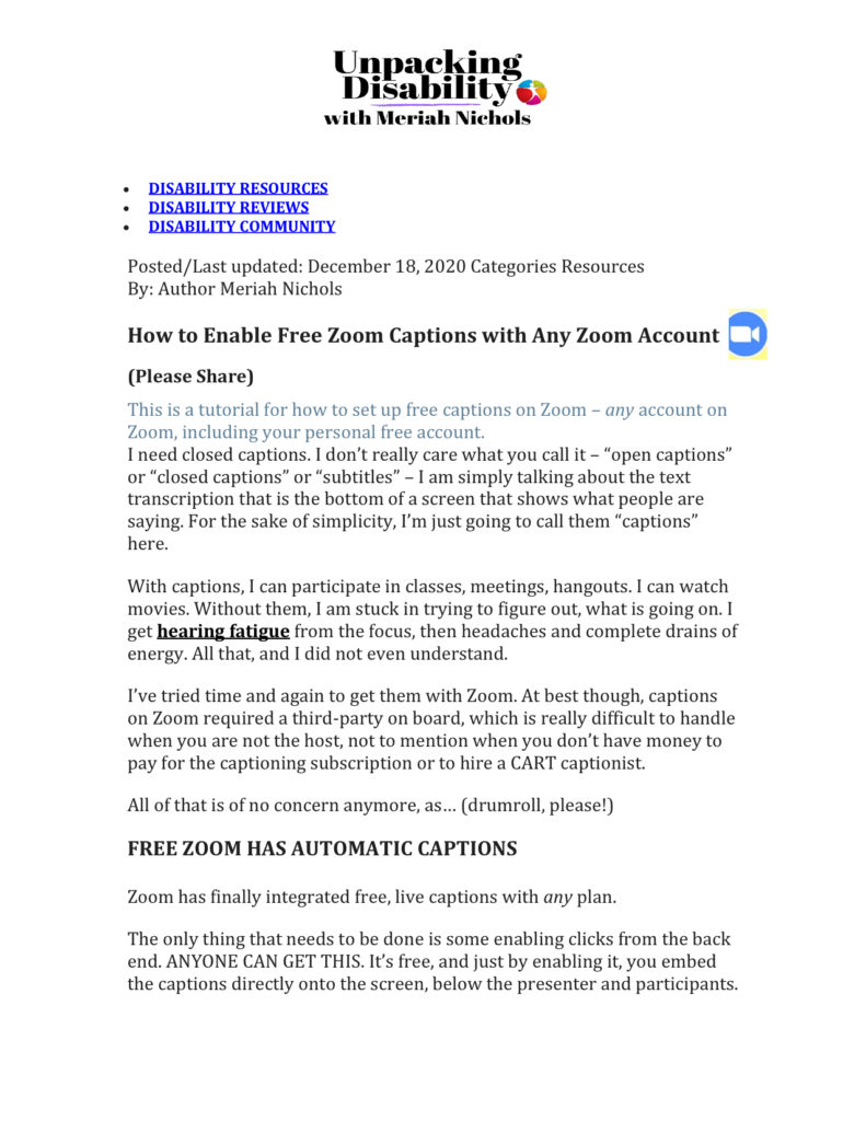 How to Enable Free Zoom Captions with Any Zoom Account - Chapman ...