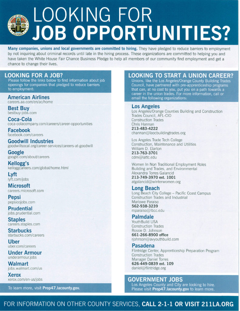 Job Opportunities LA County - Chapman University | Transition CA
