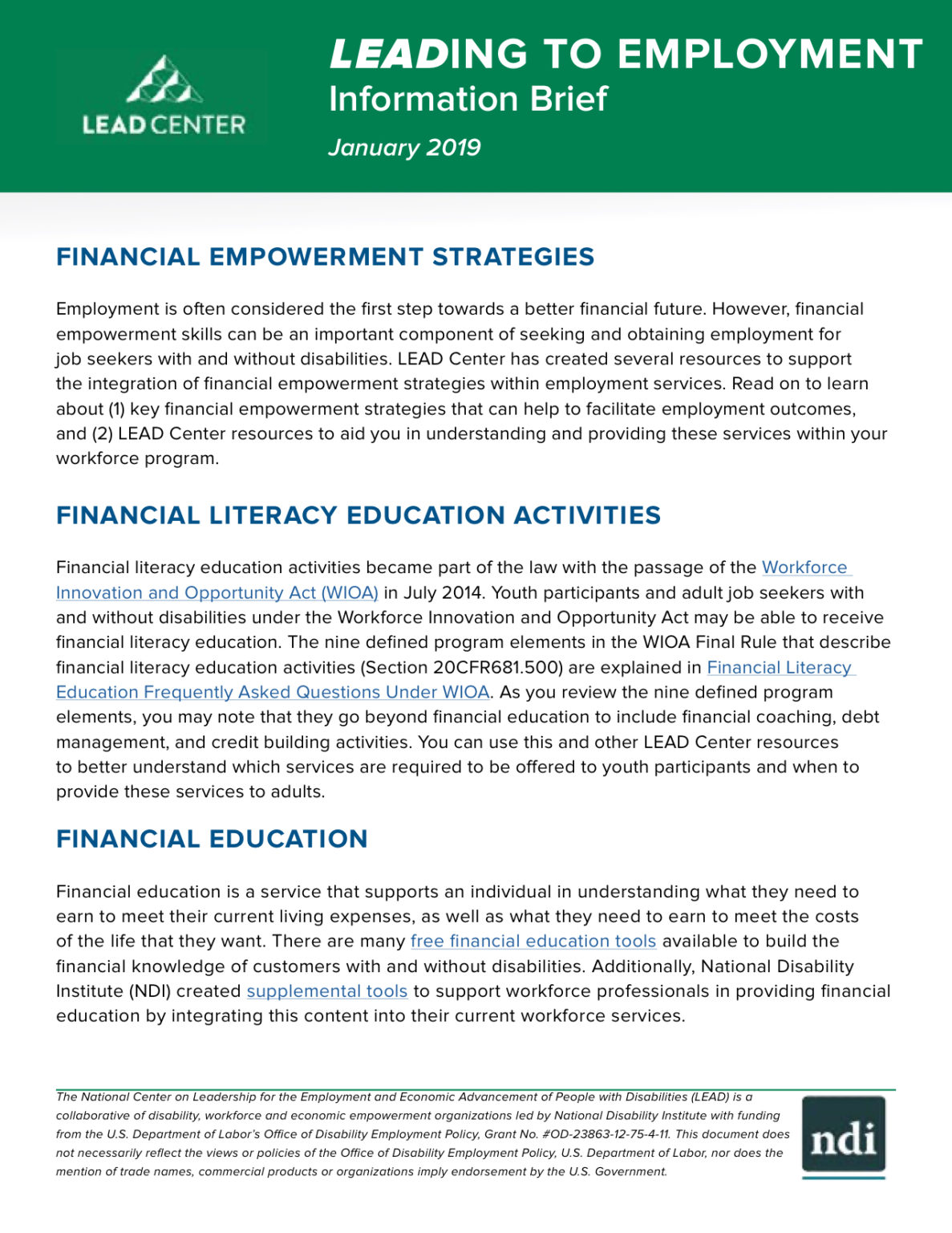 LEADing to Employment Information Brief 1-2019 - Chapman University ...