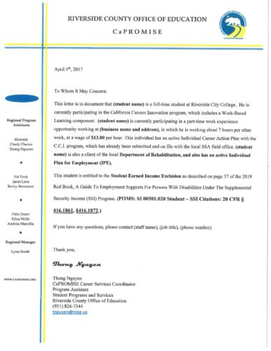 SEIE Sample Letter - Chapman University | Transition CA