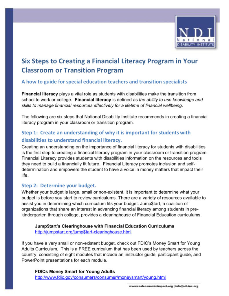 Six Steps to Creating a Financial Literacy Program in Your Classroom or ...