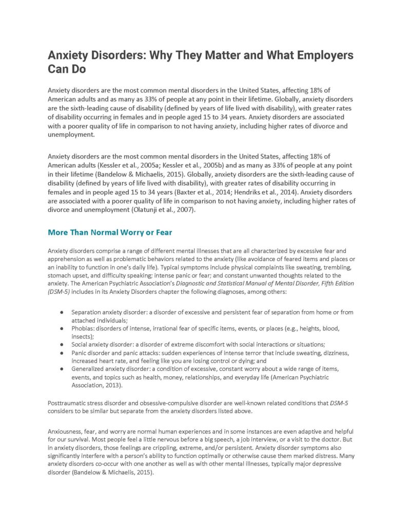 Anxiety Disorders in the Workplace - Chapman University | Transition CA