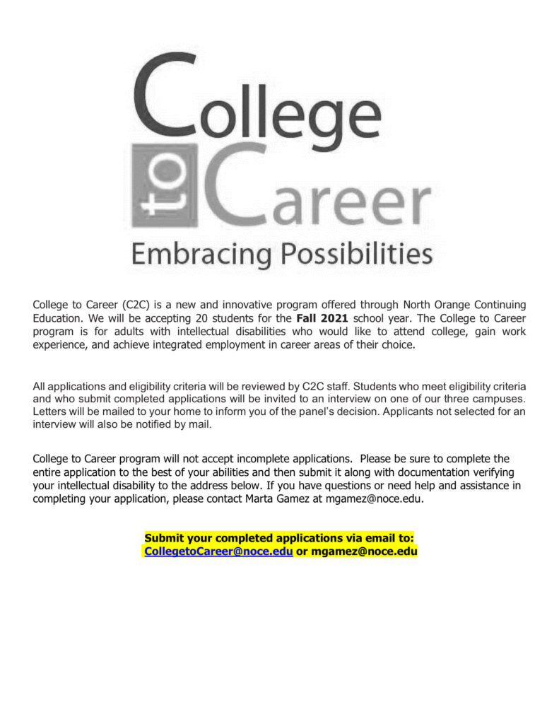 C2C Application 2021 Digital Version - Chapman University | Transition CA