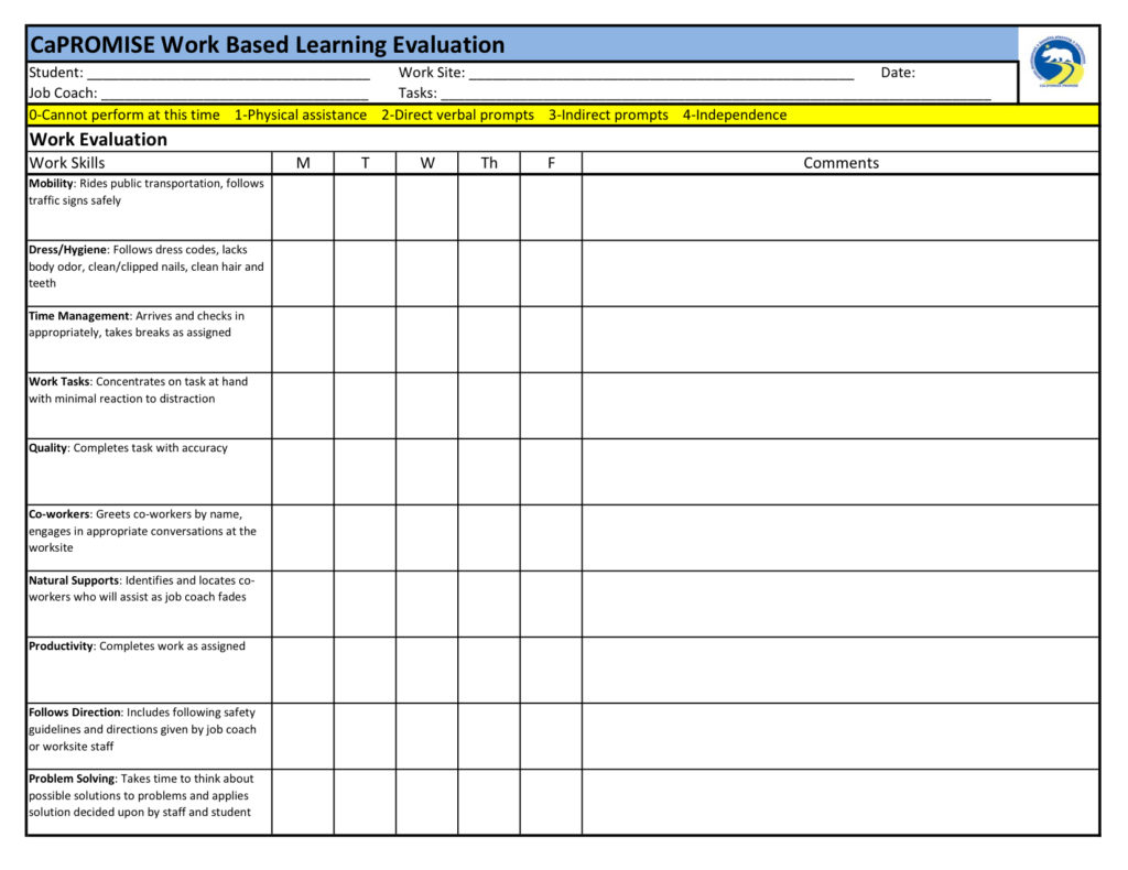 CaP Work Based Learning Evaluation - Chapman University | Transition CA