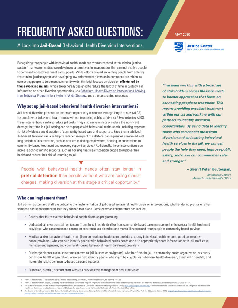 FAQ - Jail-Based Behavioral Health Diversion Interventions - Chapman ...