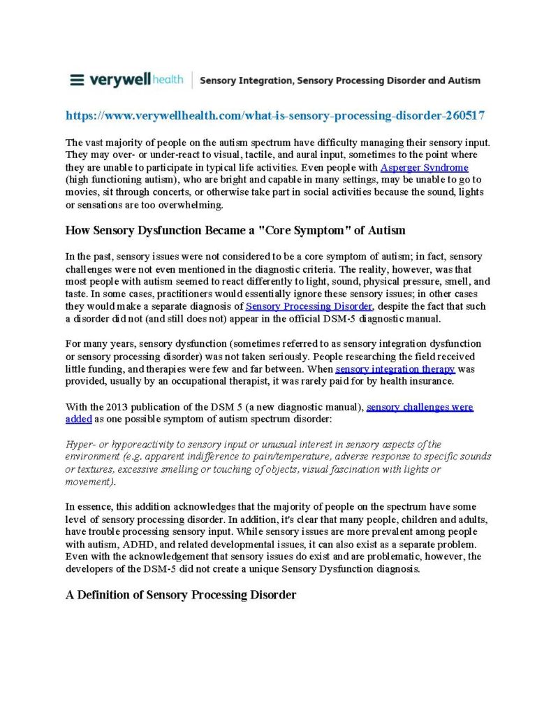 Sensory Integration, Sensory Processing Disorder & Autism - Chapman ...