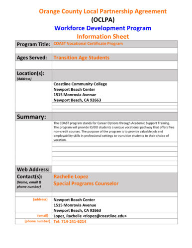 Coastline Community College Information Sheet - Chapman University ...