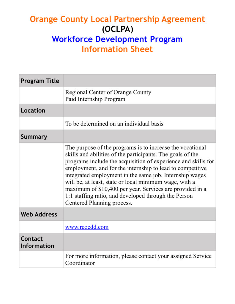 Paid Internship RCOC Information Sheet - Chapman University | Transition CA