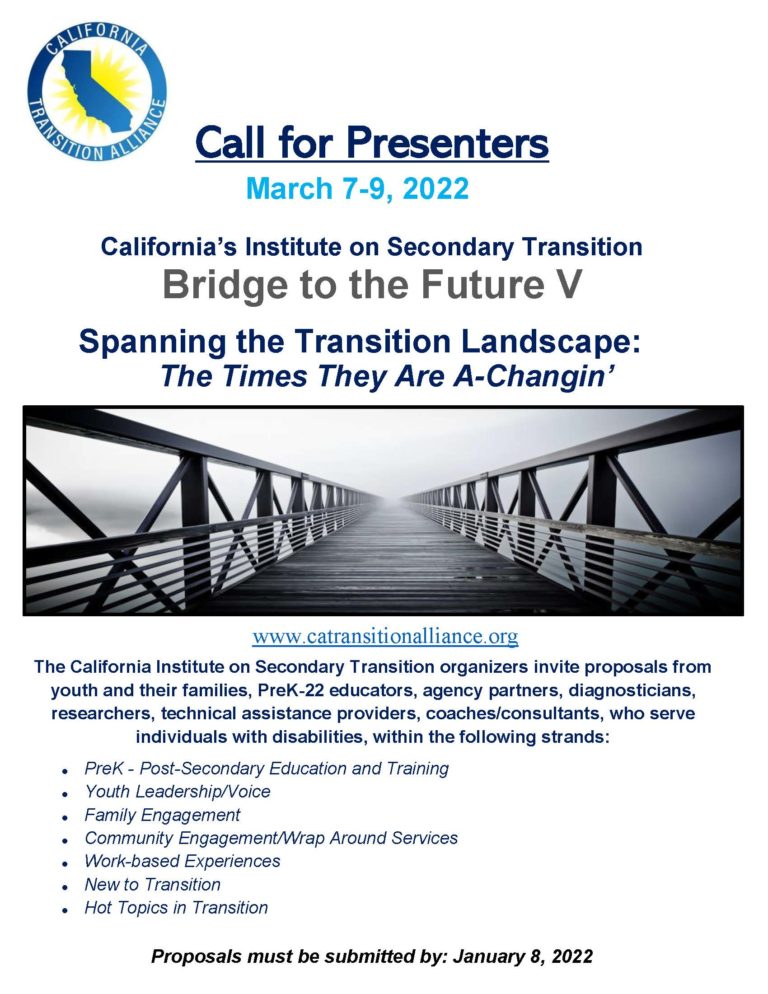 Branded Call for Presenters Flyer - Chapman University | Transition CA