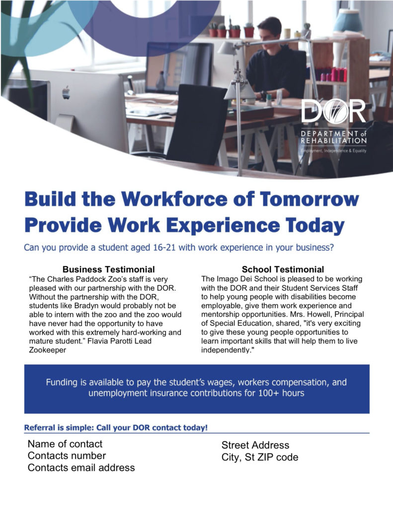 Work Experience Flyer (Fillable) - Chapman University | Transition CA