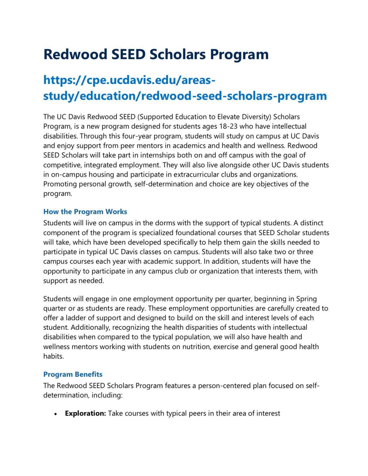 Redwood SEED Scholars Program - Chapman University | Transition CA