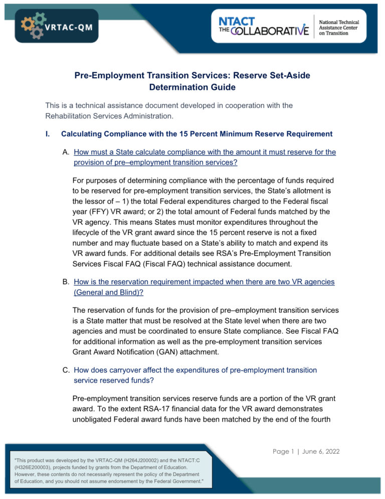 Pre-ETS Reserve Set-Aside Determination Guide - Chapman University ...