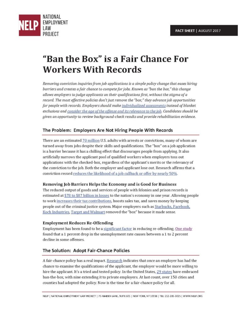 Ban the Box Fair Chance Fact Sheet - Chapman University | Transition CA