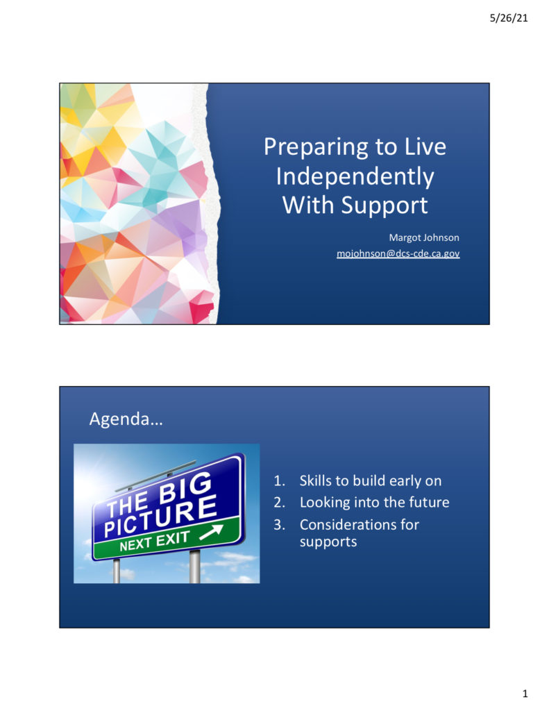 Preparing to Live Independently With Support - Chapman University ...