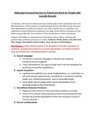 Reducing Structural Barriers to School & Work for People with Juvenile ...