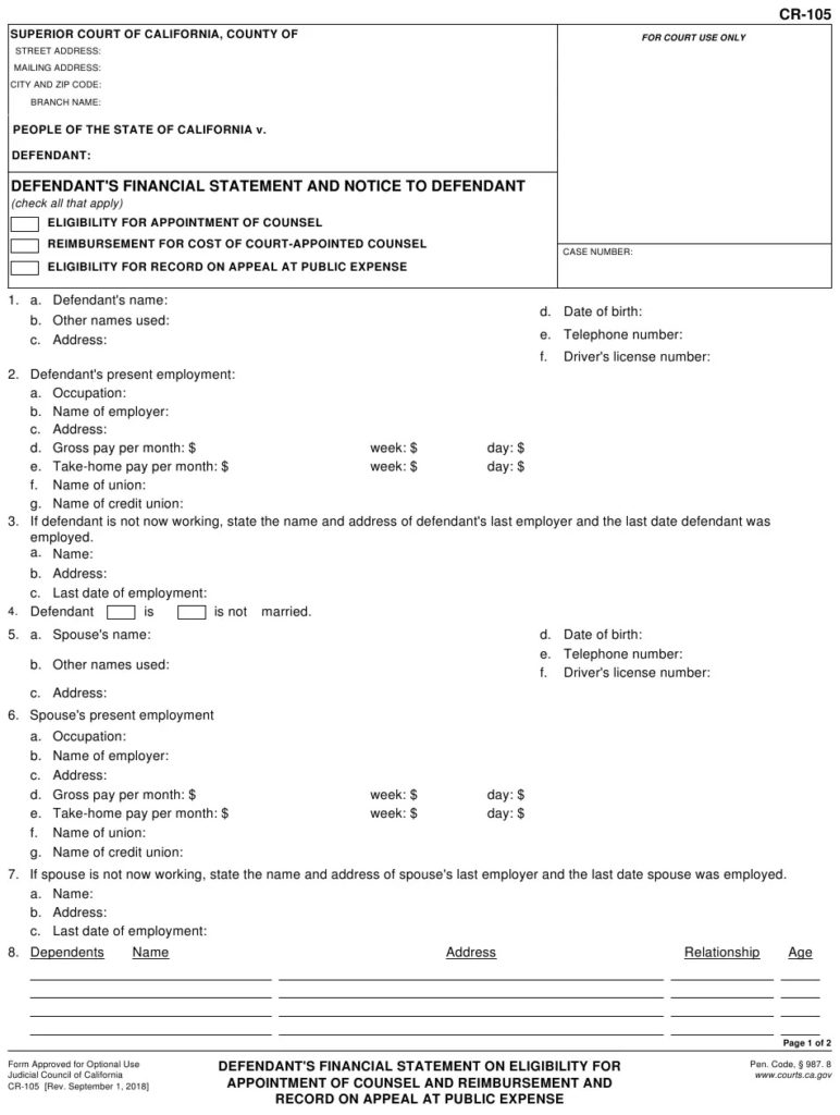 CR105 - Form - Chapman University | Transition CA