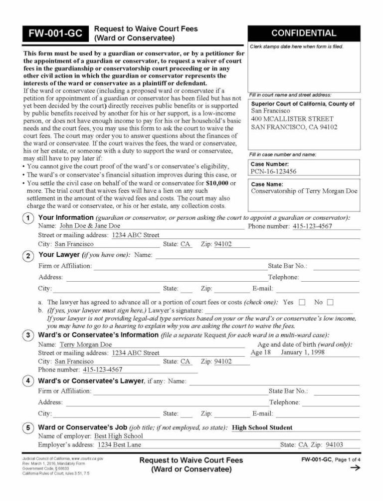 FW001 - Request to Waive Court Fees Form - Chapman University ...