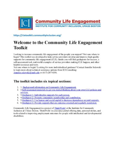 Community Life Engagement Toolkit - Chapman University | Transition CA