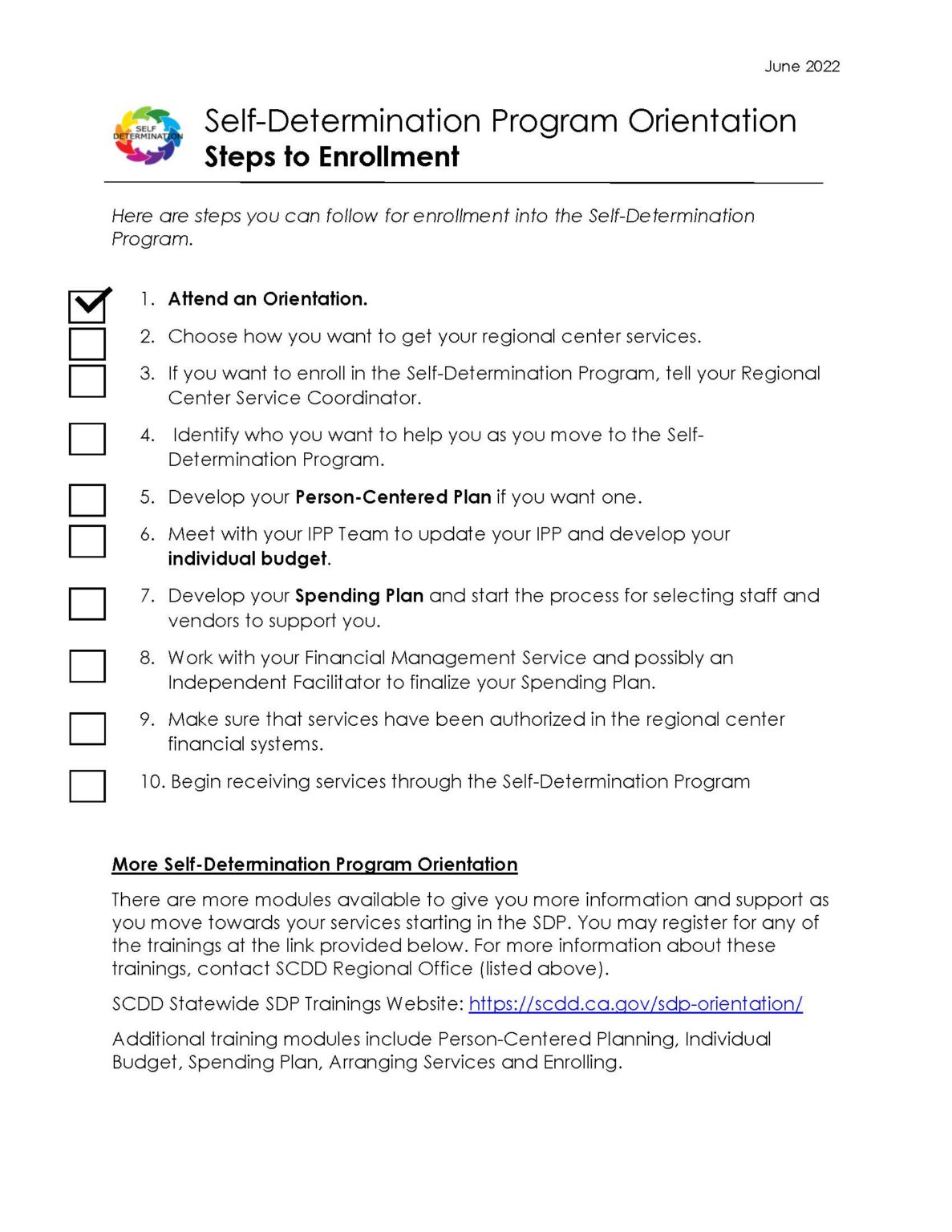 Self-Determination Program Orientation: Steps to Enrollment June 2022 - Chapman University ...