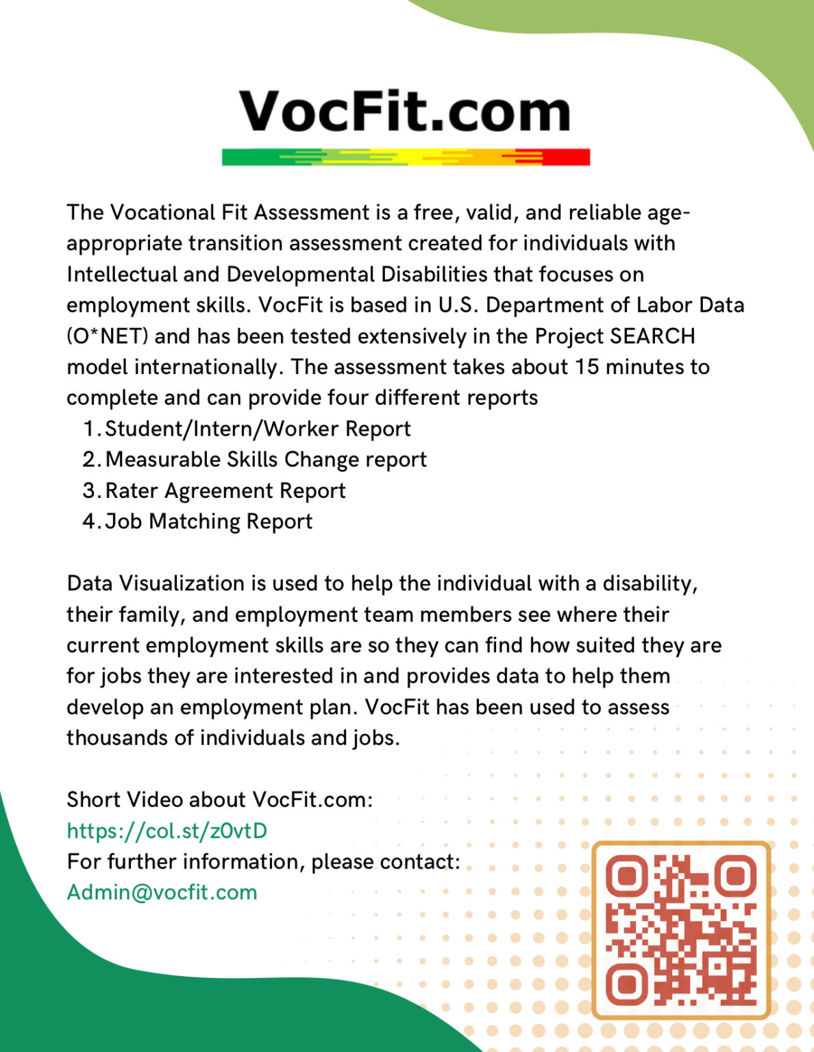 VocFit Flyer with QR Code - Chapman University | Transition CA