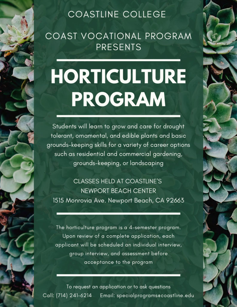 CCC Horticulture Program Flyer - Chapman University | Transition CA