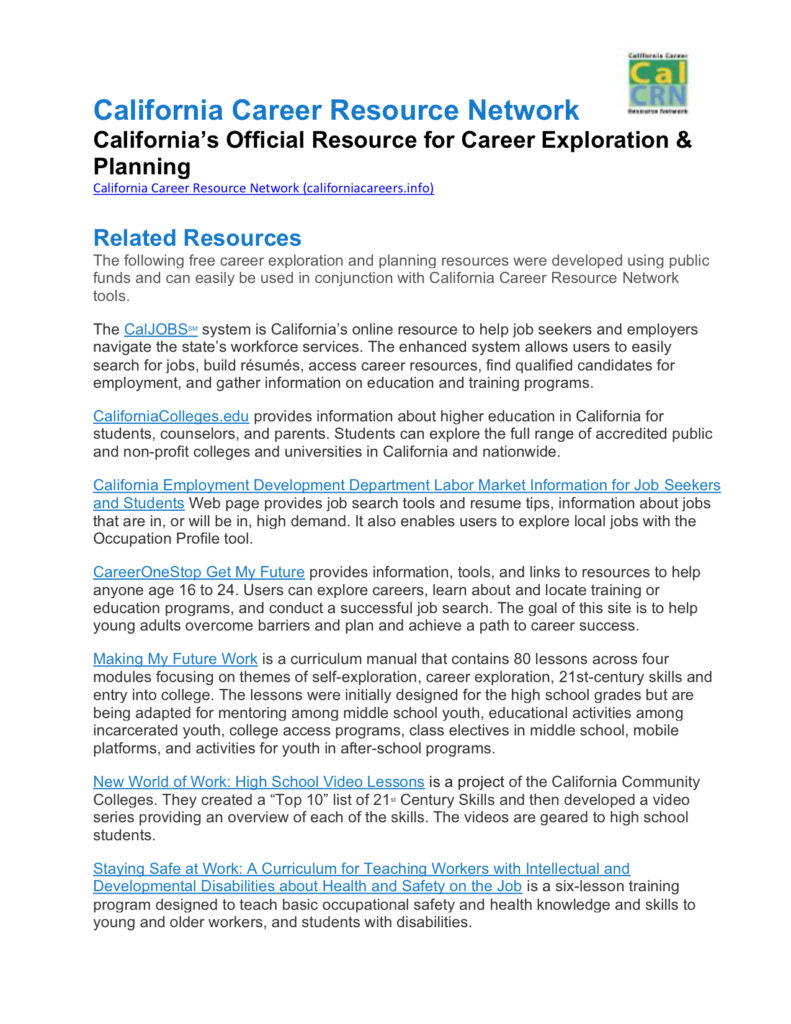 California Career Resource Network - Chapman University | Transition CA