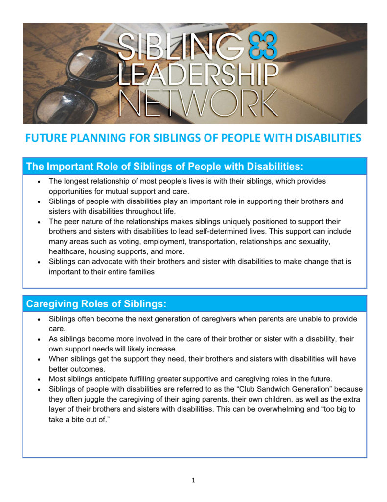 Future Planning for Siblings of People with Disabilities - Chapman ...