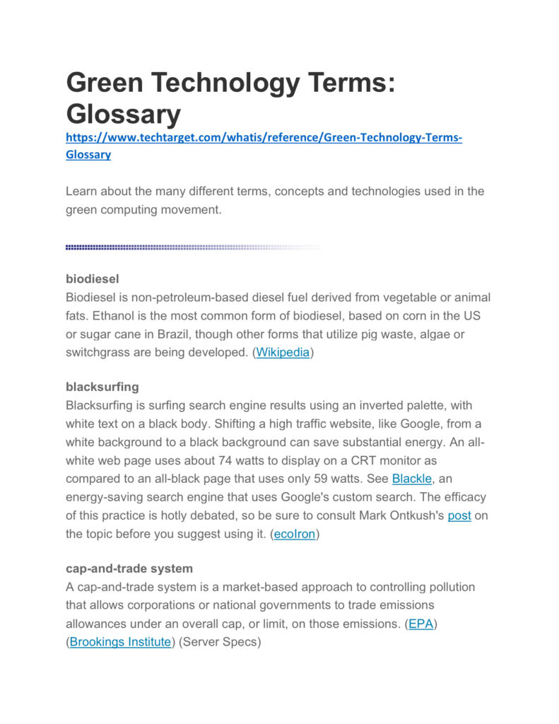 Green Technology Glossary - Chapman University | Transition CA