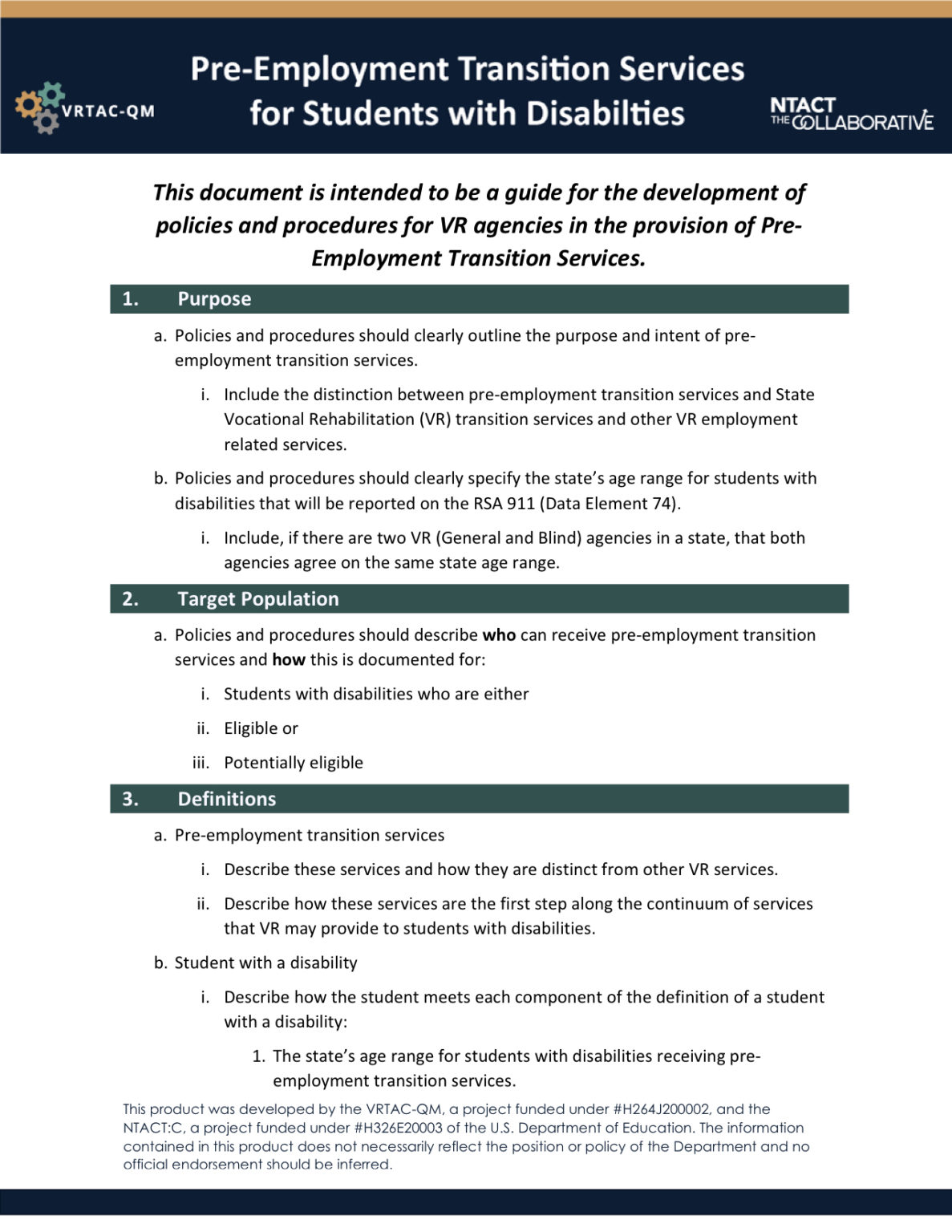 Pre-ETS Policy Guide 8-3-22 - Chapman University | Transition CA
