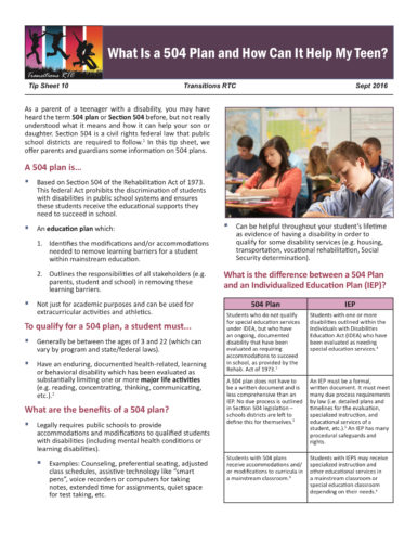 What is a 504 Plan and How Can it Help My Teen - Chapman University ...