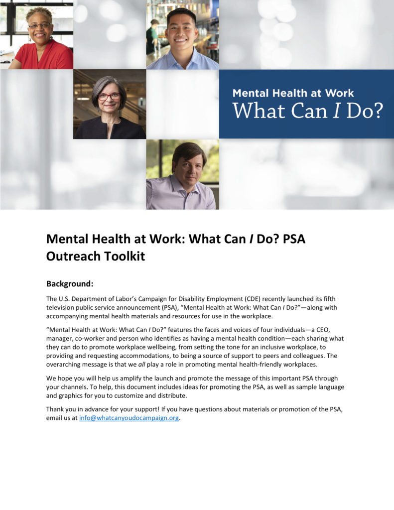 Mental Health At Work PSA Supporter Outreach Toolkit - Chapman ...
