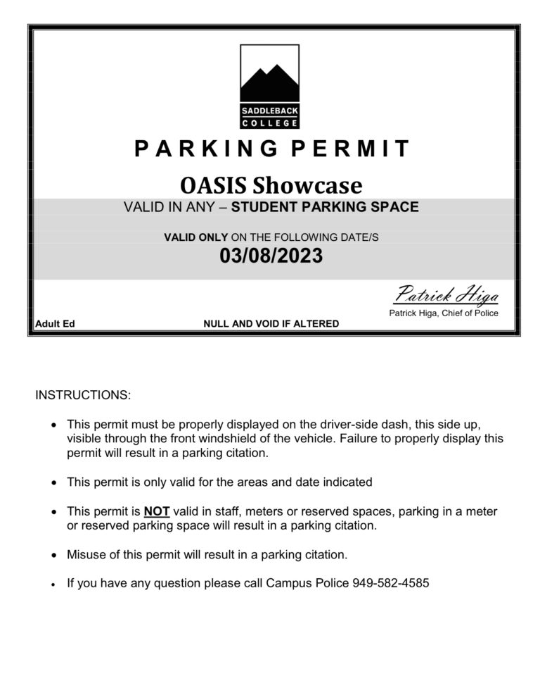 Parking Permit OASIS Showcase - March 8, 2023 - Chapman University ...