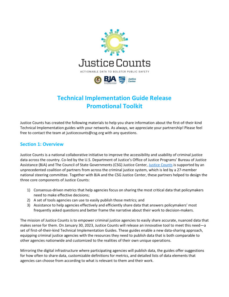 Justice Counts Technical Implementation Guide Release Promotional ... Justice Counts Technical Implementation Guide Release Promotional ...