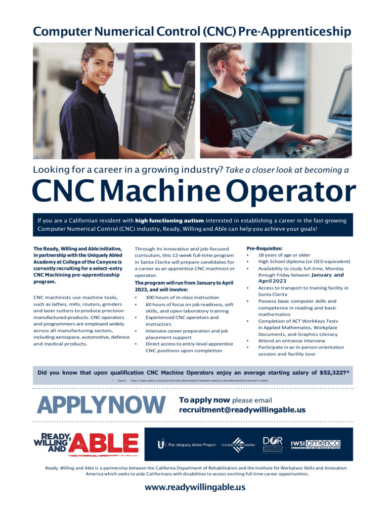 RWA-CNC Machine Operator - Chapman University | Transition CA