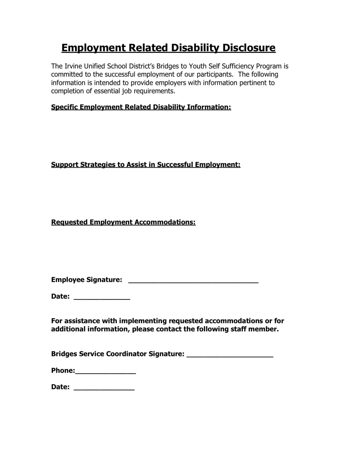Employment Related Disability Disclosure Form - Chapman University ...